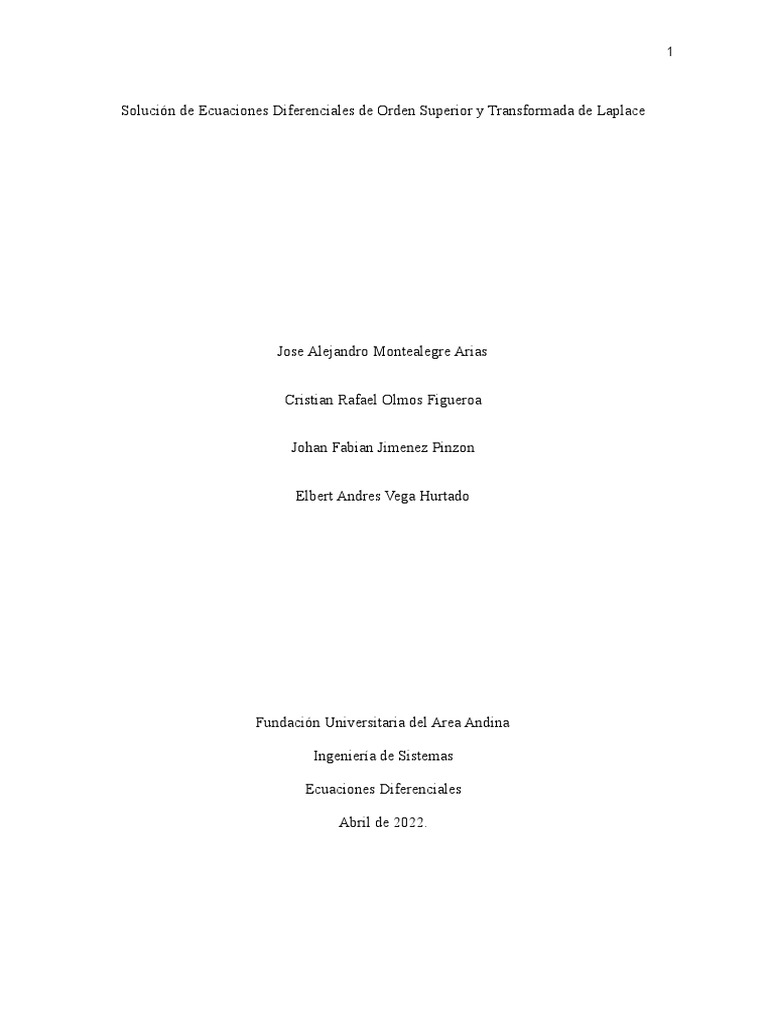 Ecuaciones Diferenciales 4 Eje | PDF | Ecuaciones | Transformada de Laplace