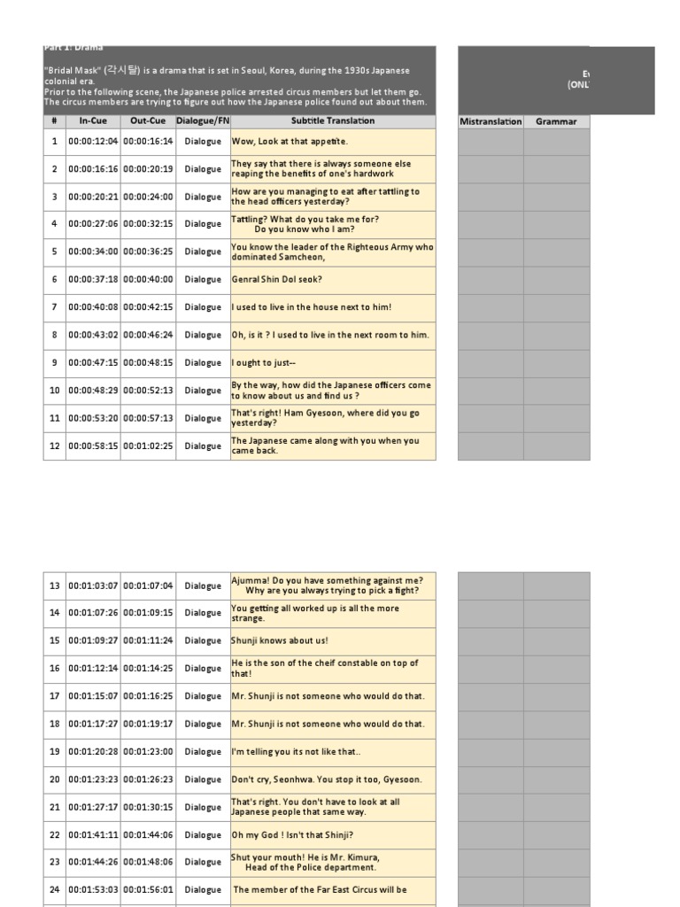 Answer Sheet - Subtitle Test | PDF