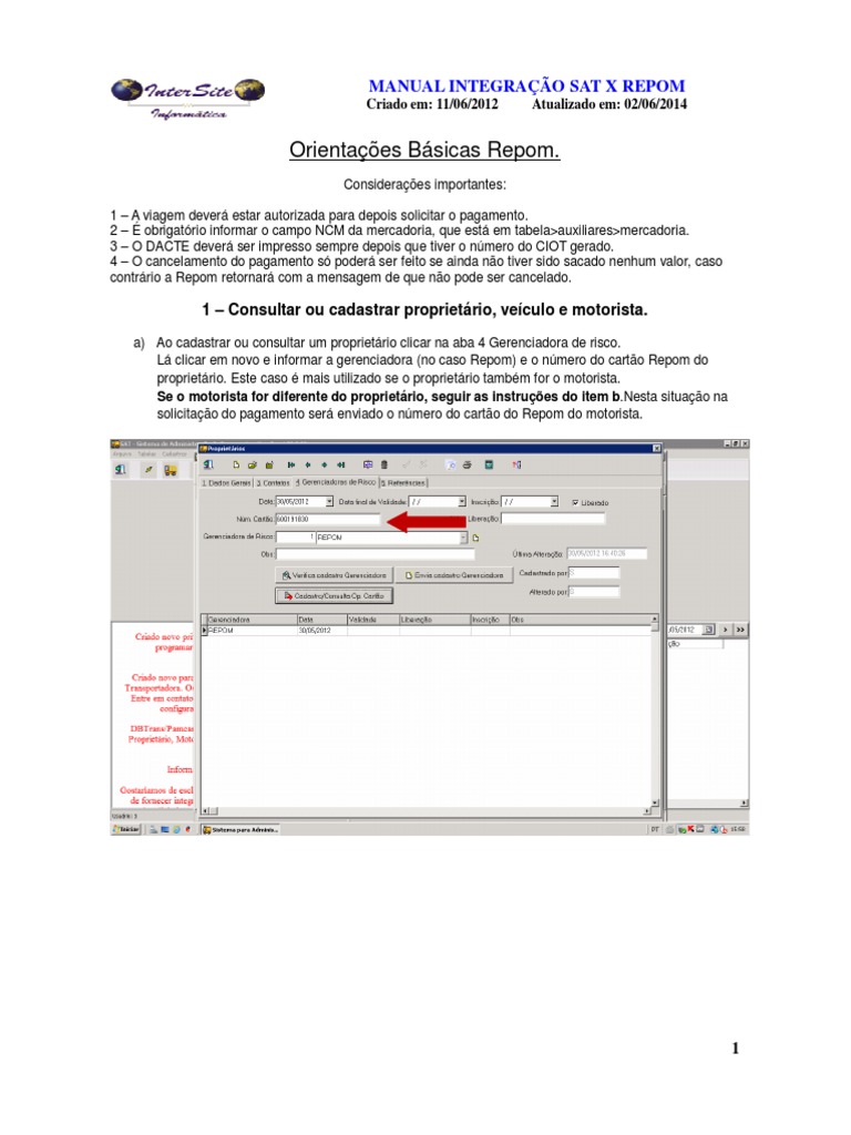 Manual de Integração SAT e Repom | PDF | Contabilidade | Conta de transação