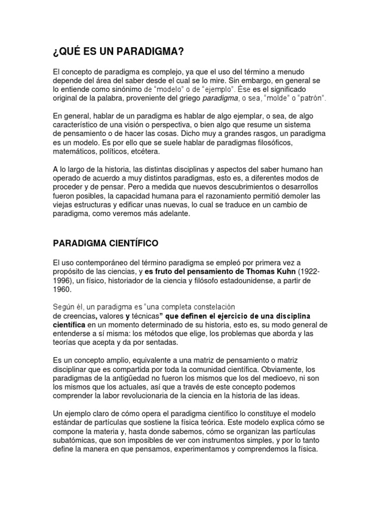 Qué Es Un Paradigma | PDF | Paradigma | Pensamiento