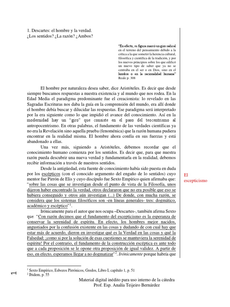 El cogito cartesiano | PDF | René Descartes | Verdad