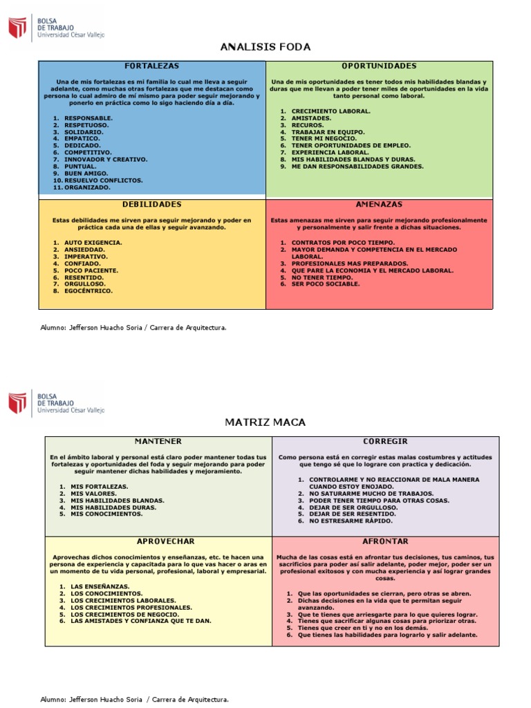 Matriz Foda y Maca | PDF | Análisis FODA