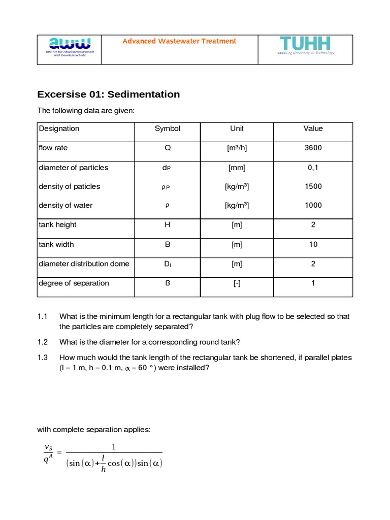 Exercise01 Sedimentation | PDF | Environmental Issues With Water | Water Pollution