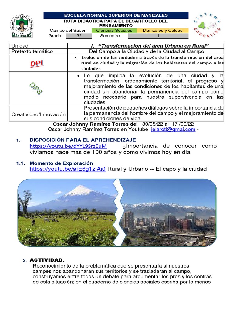 Ruta Didáctica # 5. - Urbano y Rural Campo y Ciudad | PDF