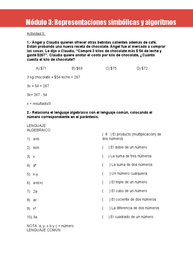 Actividad 3 (Módulo 3) | PDF | Matemáticas | Matemática Elemental
