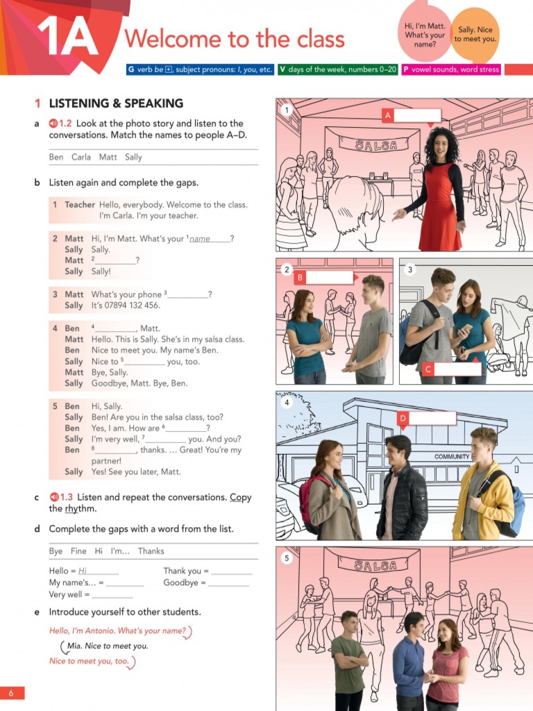 Englih File 4th Edition Elementary Student - S Book Unit 1 | PDF