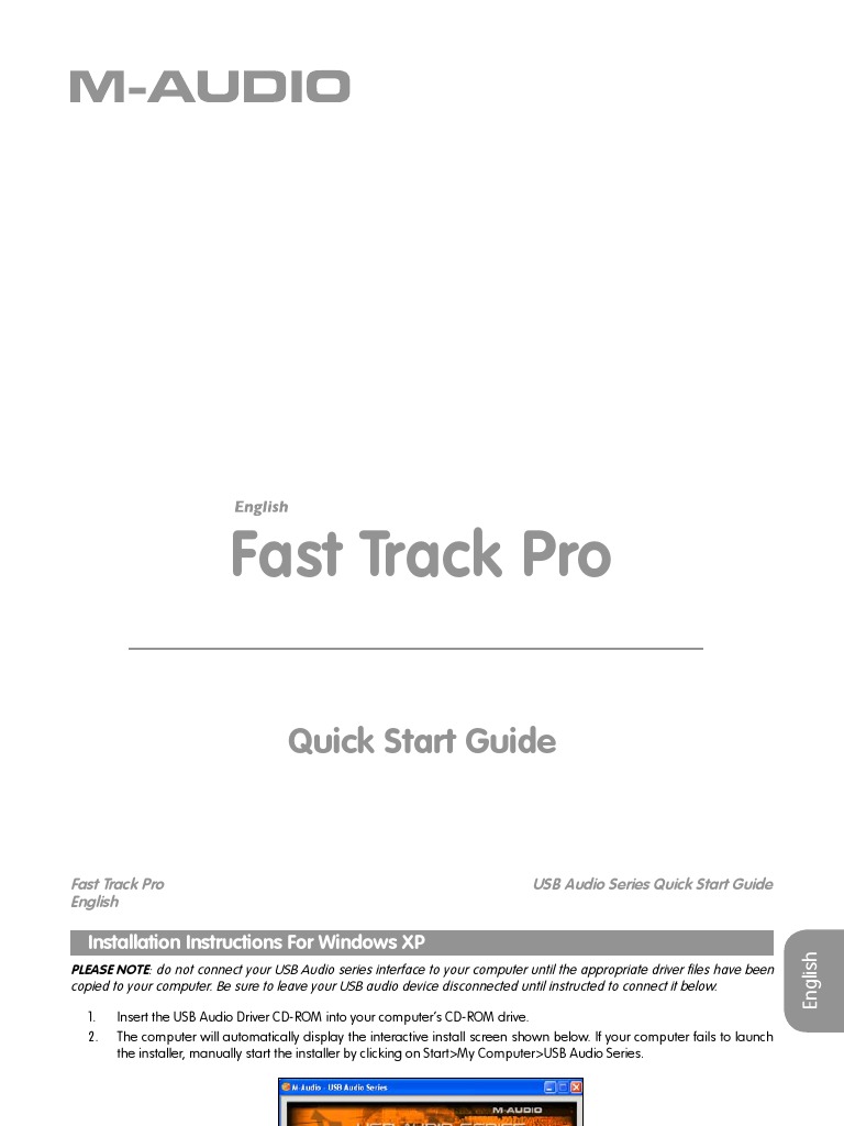 Fast Track Pro: Quick Start Guide | Usb | Installation (Computer Programs)