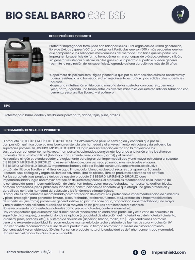Bio - Seal-Barro-Ficha-Tecnica | PDF | Hormigón | Barro