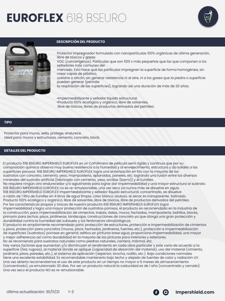 Euroflex Ficha Tecnica | PDF | Hormigón | Agua