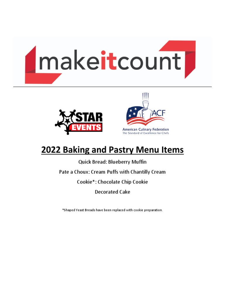 2022 Baking and Pastry Menu Guide | PDF | Baking | Cakes