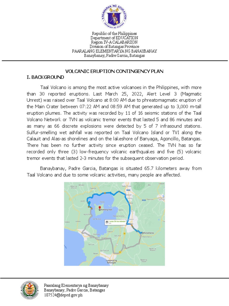 Taal Volcano Emergency Plan for Schools | PDF | Volcano | Volcanic Ash