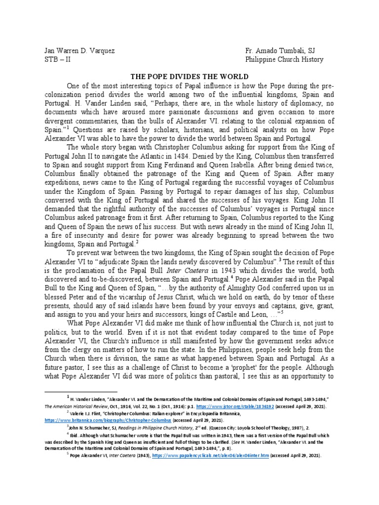 The Pope Divides The World - Edited | PDF | Christopher Columbus | Pope