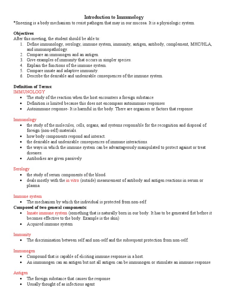 Introduction to Immunology Overview | PDF | Immune System | Antigen