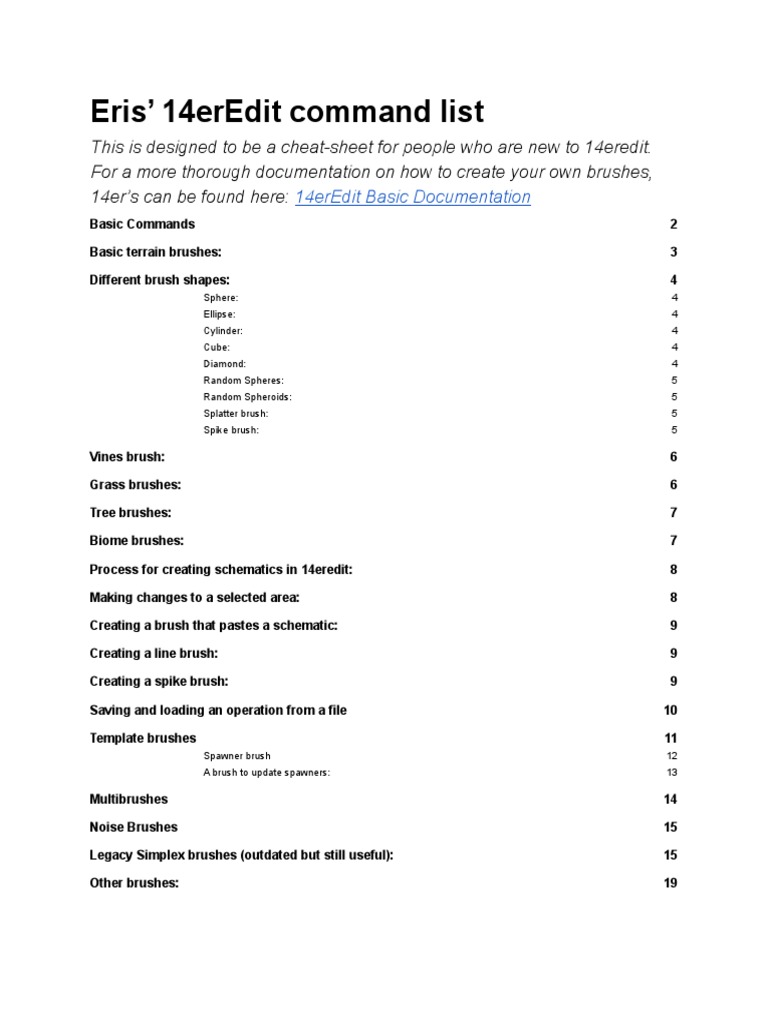 14eredit Command List | PDF | Computer File | Sphere