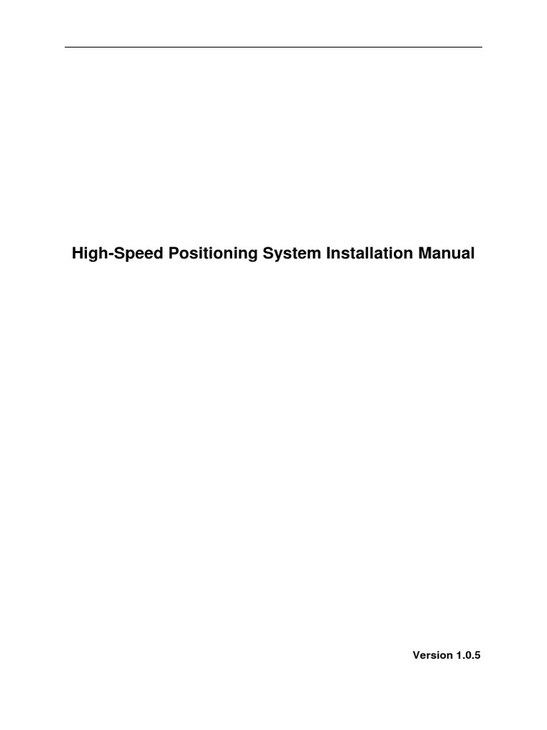 Installation and Safety Manual for High-Speed Positioning System | PDF ...