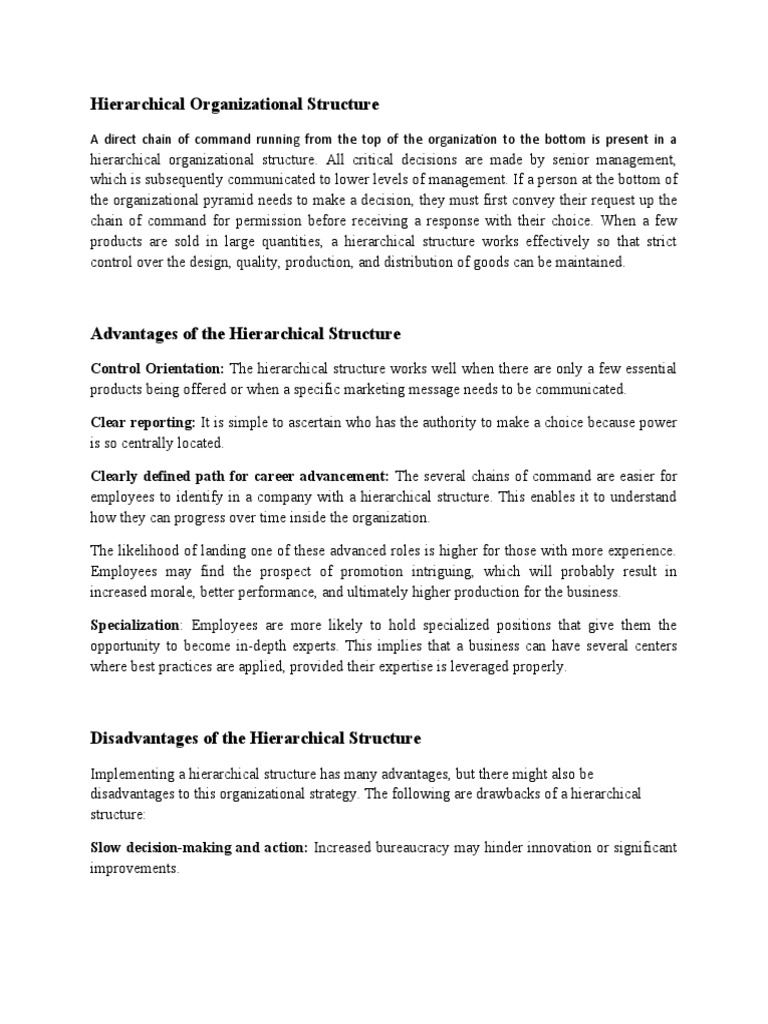 Hierarchical Organizational Structure | PDF | Organizational Structure ...