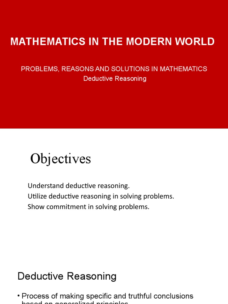 Mathematics in The Modern World (Deductive Reasoning) | PDF | Reason ...