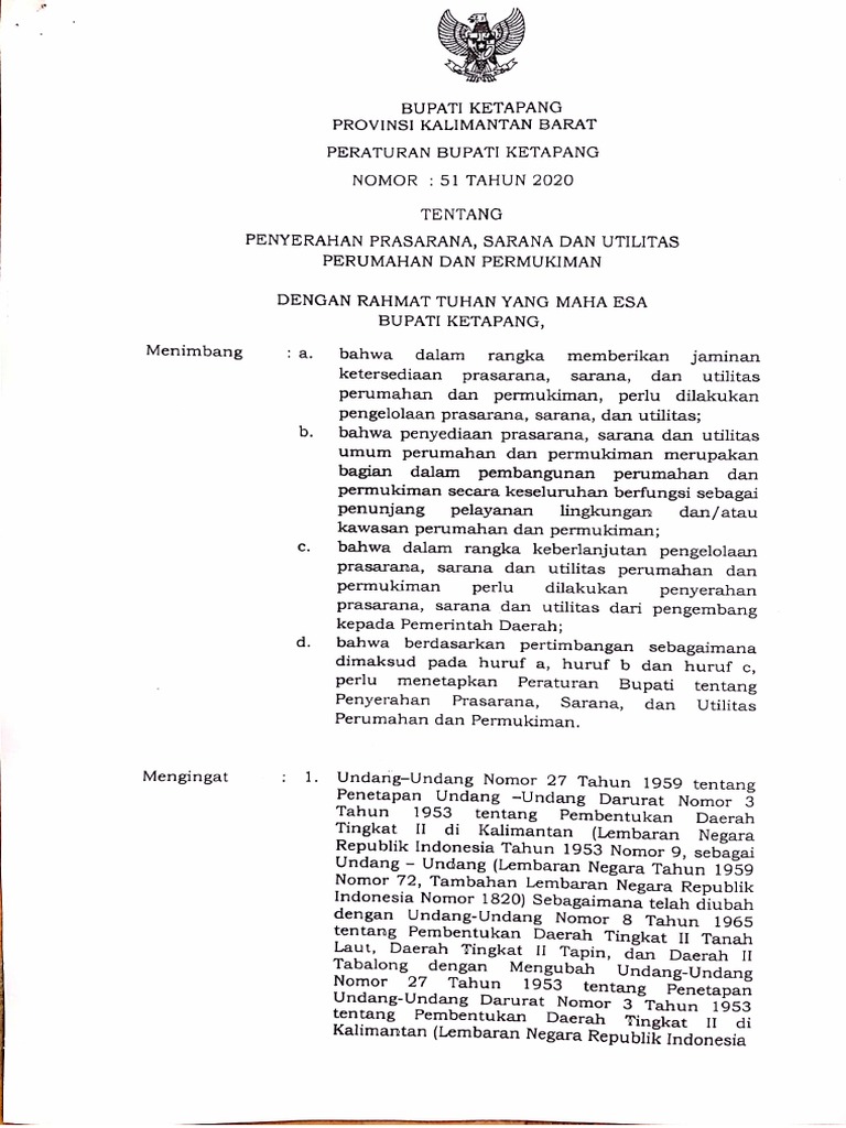 PERBUB PSU Nomor 51 - 2020 - PDF | PDF