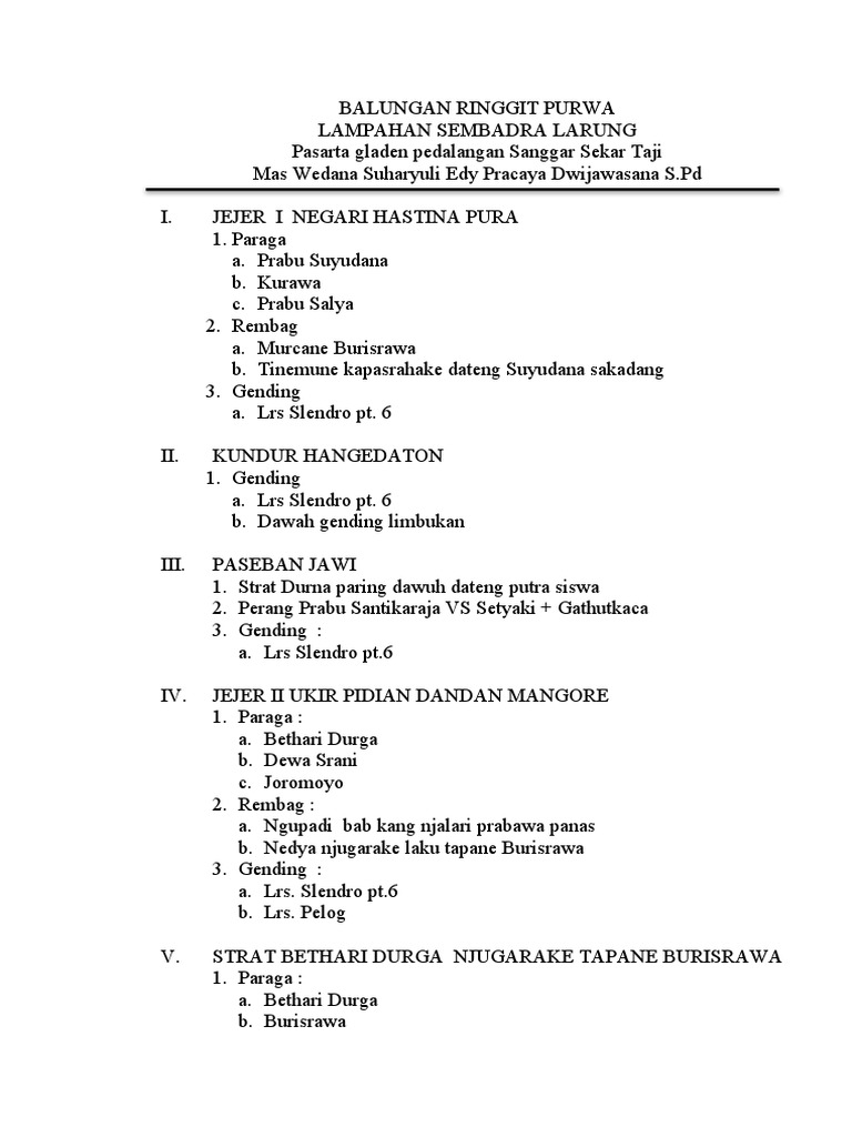 Sembodro Larung Ringkes Balungan | PDF