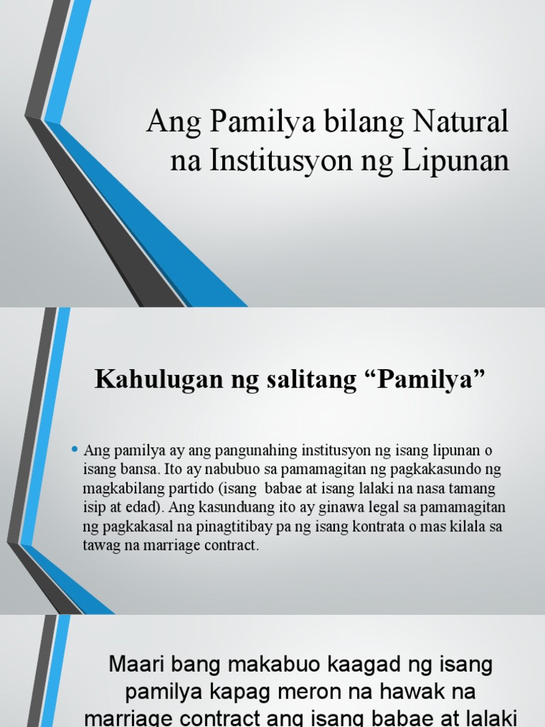 Ang Pamilya Bilang Natural Na Institusyon NG Lipunan | PDF