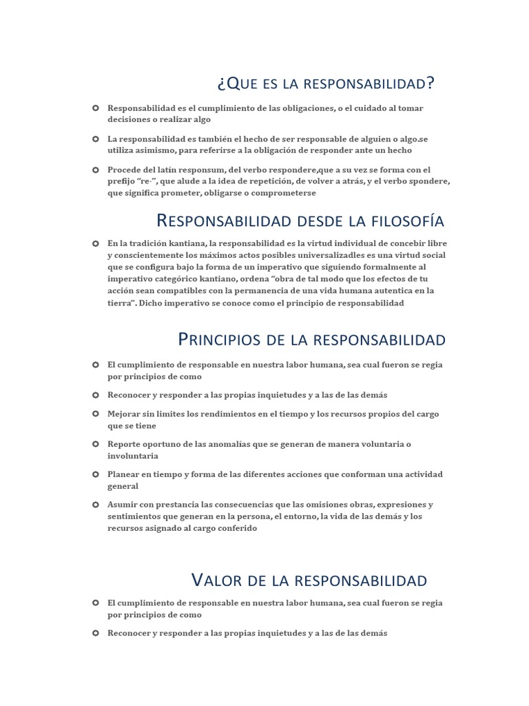 Que Es La Responsabilidad | PDF