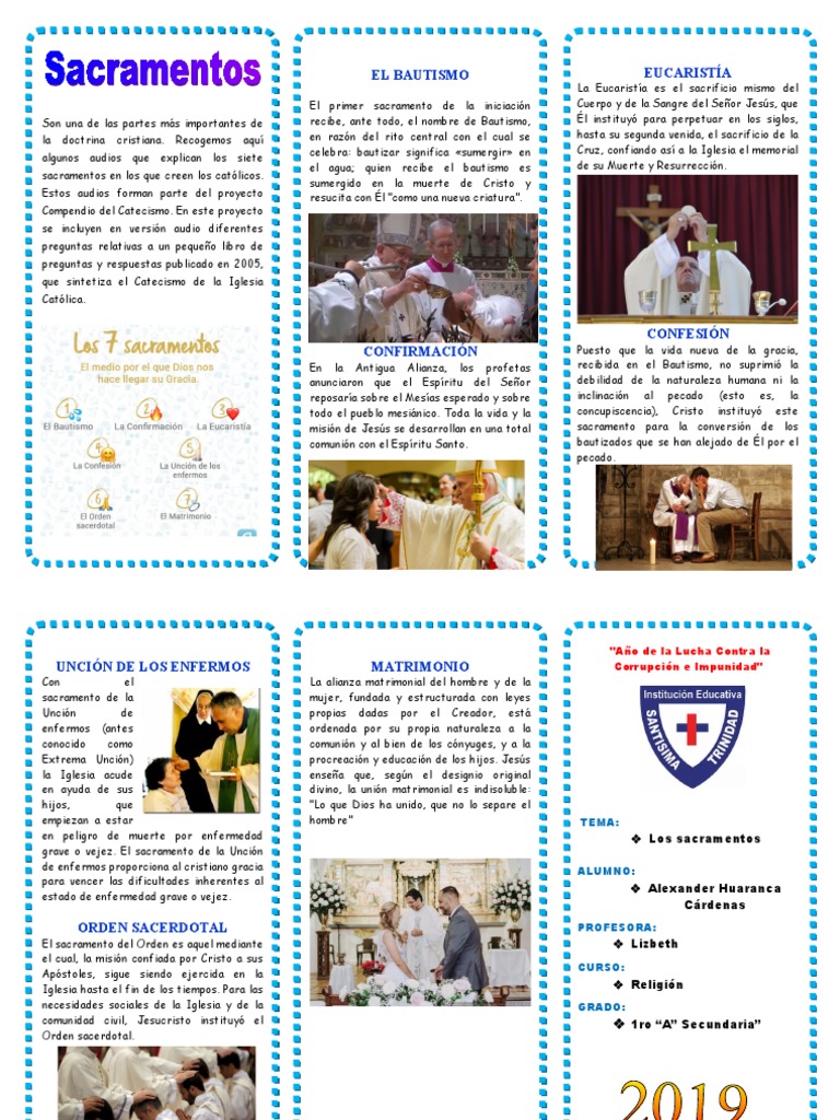 Triptico de Los Sacramentos | PDF | eucaristía | Bautismo