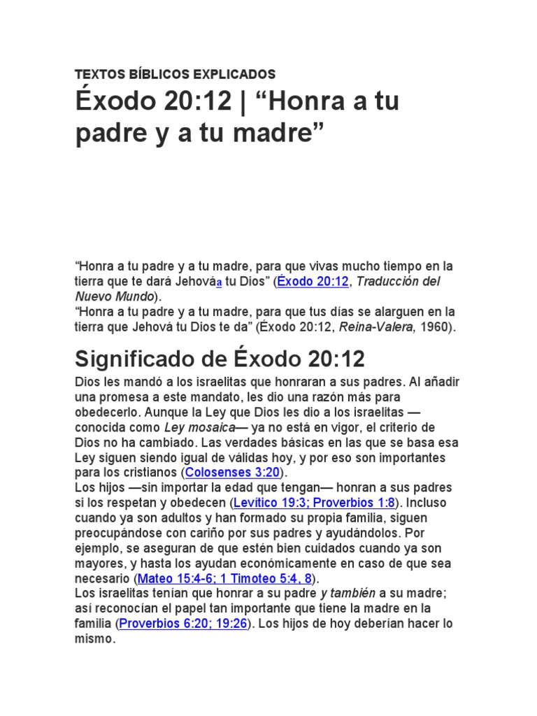 Textos Bíblicos Explicados | PDF | Diez Mandamientos | Libro del éxodo