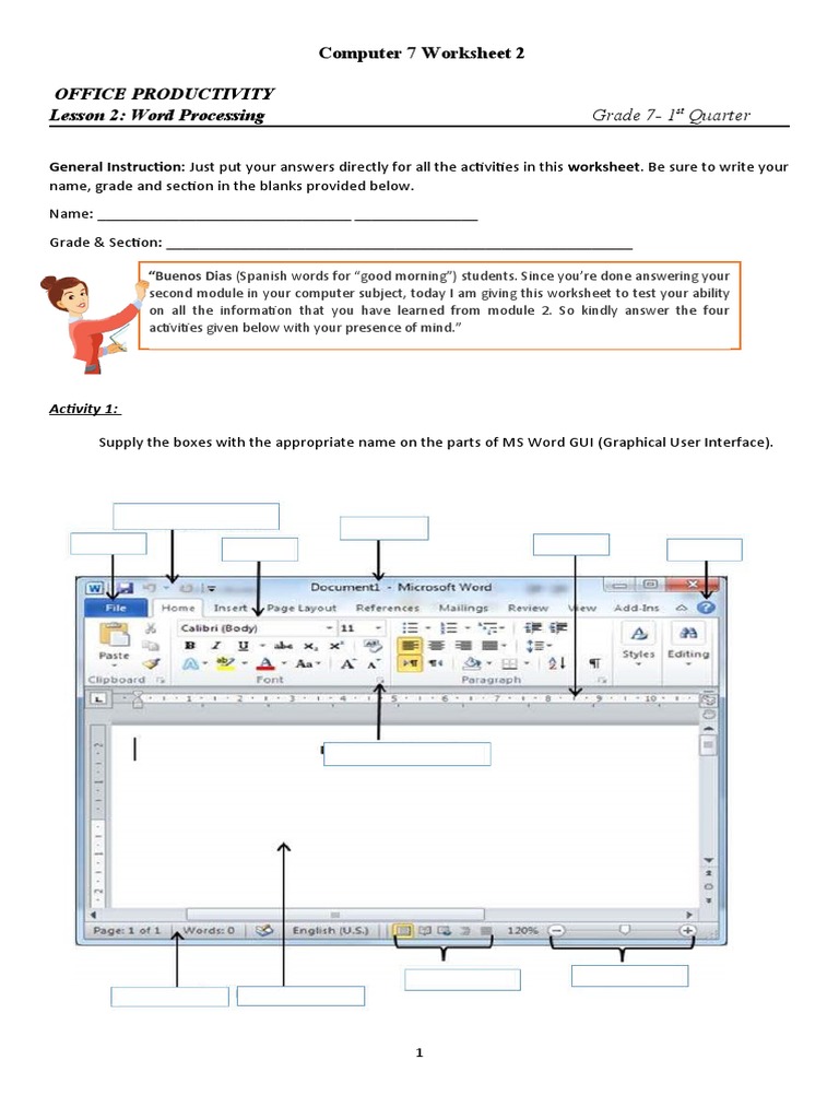 Grade 7-M2-Worksheet (Office Productivity) | PDF