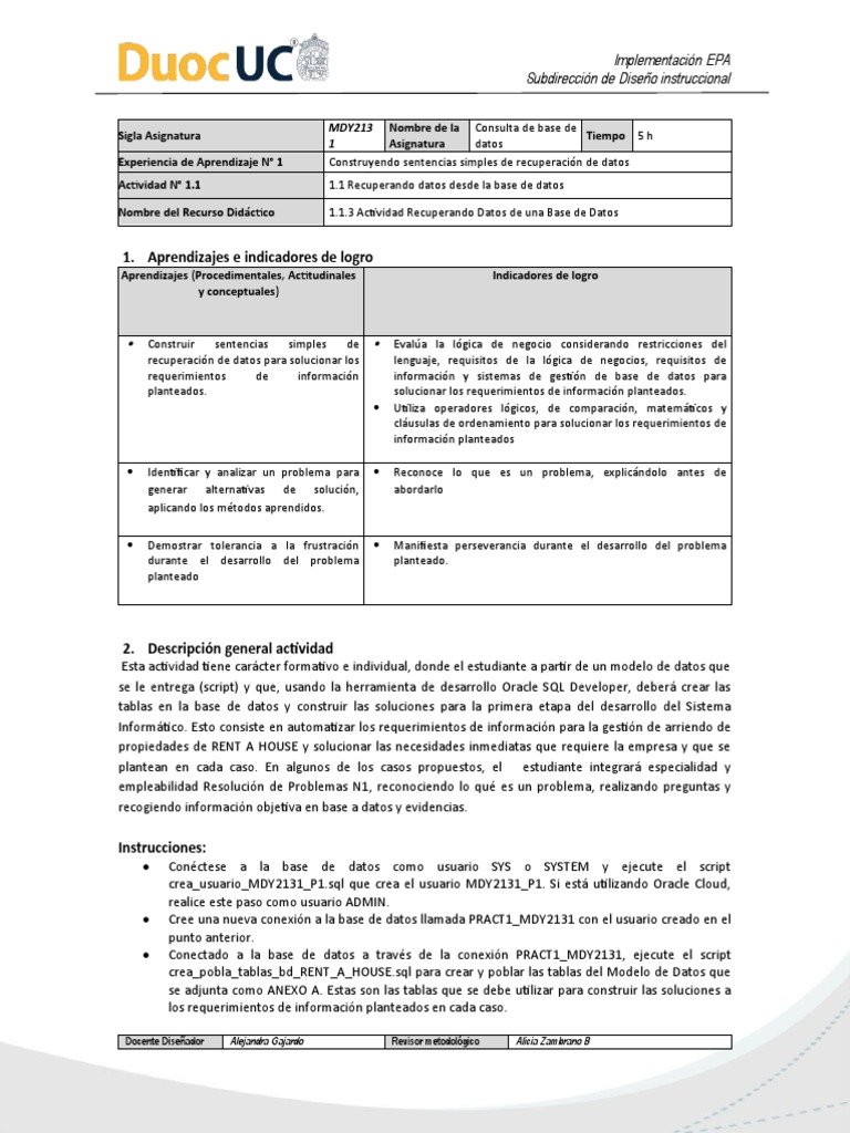 1 1 4 Actividad Recuperando Datos de Una Base de Datos OBS MCPM | PDF | Bases de datos | SQL