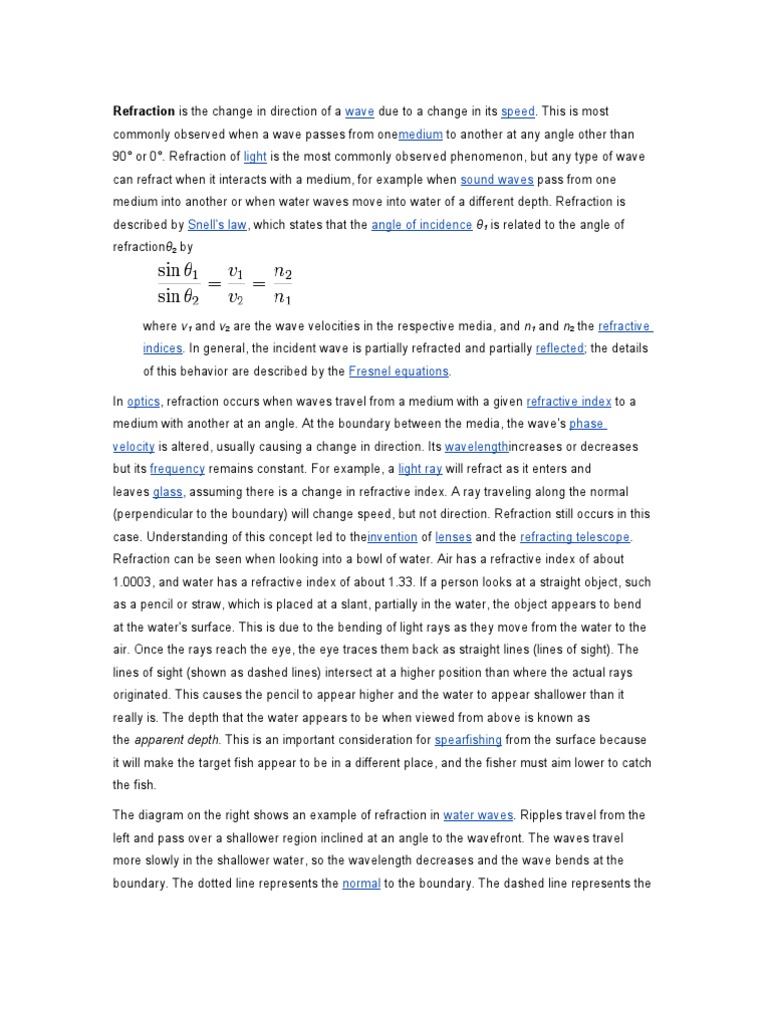 Refraction | PDF | Refraction | Atomic
