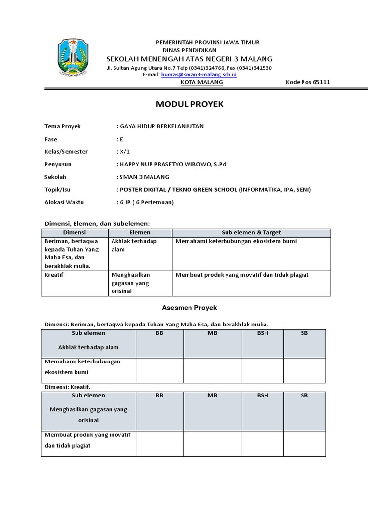 Modul Projek Gaya Hidup Berkelanjutan - MODUL P5 - POSTER DIGITAL ...