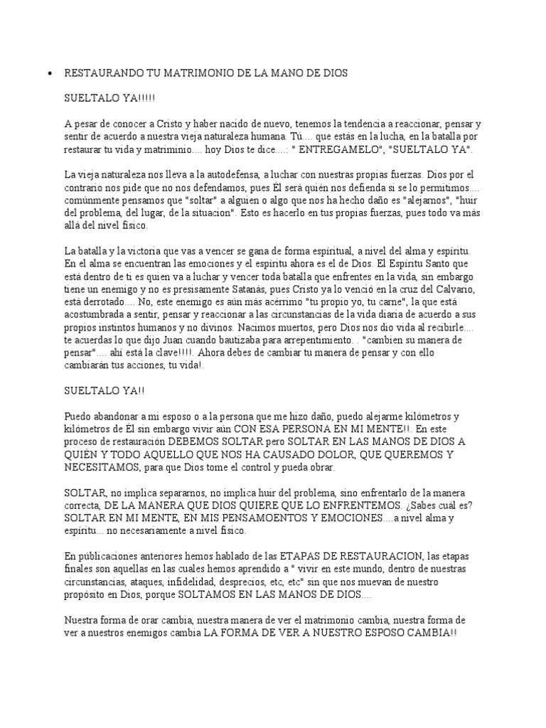 Restaurando Tu Matrimonio de La Mano de Dios | PDF | Alma | Mente