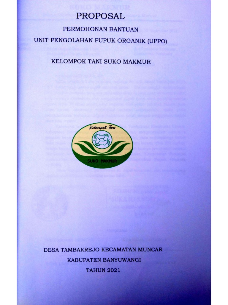 Proposal Uppo Suko Makmur Tambakrejo | PDF
