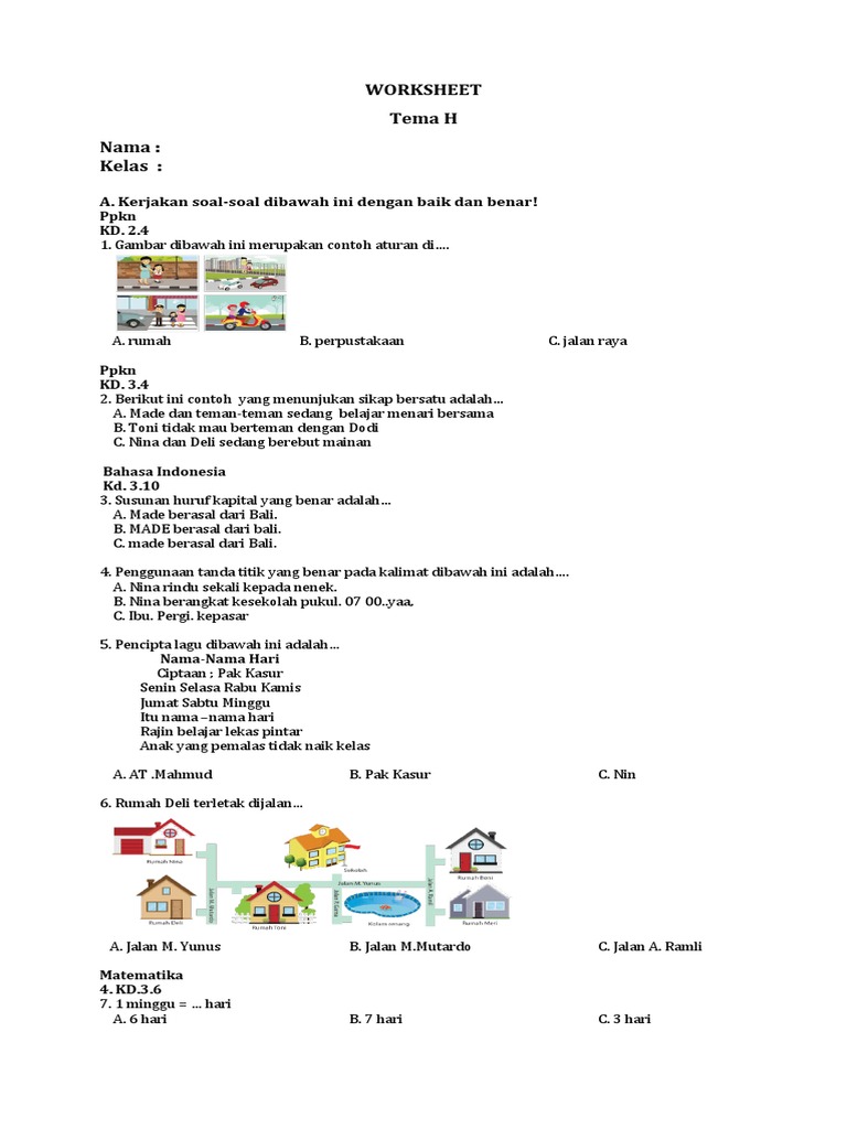 Worksheet Tema H | PDF