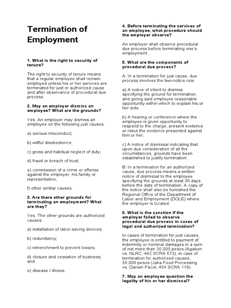 Termination of Employment | PDF | Employment | Layoff