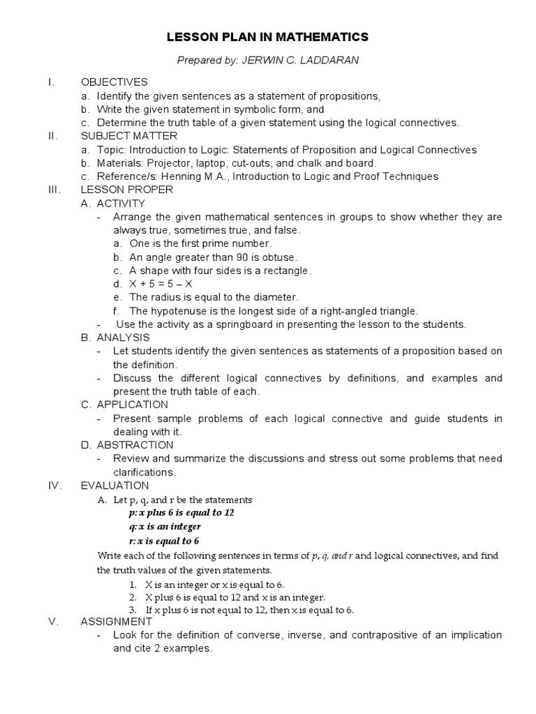 Lesson Plan in Mathematics | PDF | Angle | Mathematics