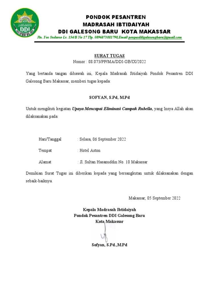 Surat Tugas Rizaldi Mi | PDF