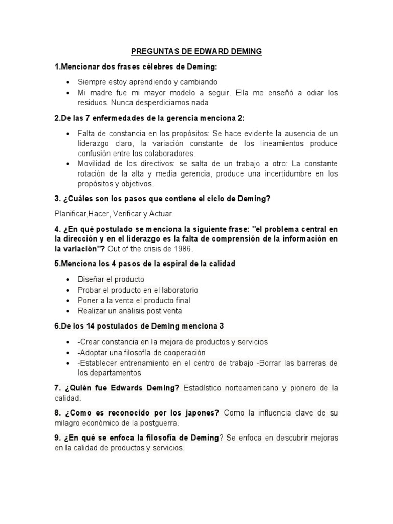 Preguntas Examen Calidad | PDF | Calidad (comercial) | Lean Manufacturing