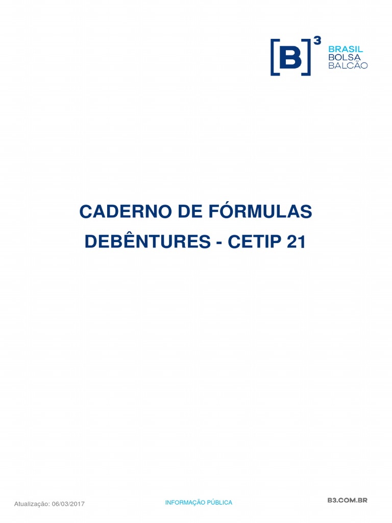 Fórmulas para Debêntures Cetip 21 | PDF | Juros | Título corporativo
