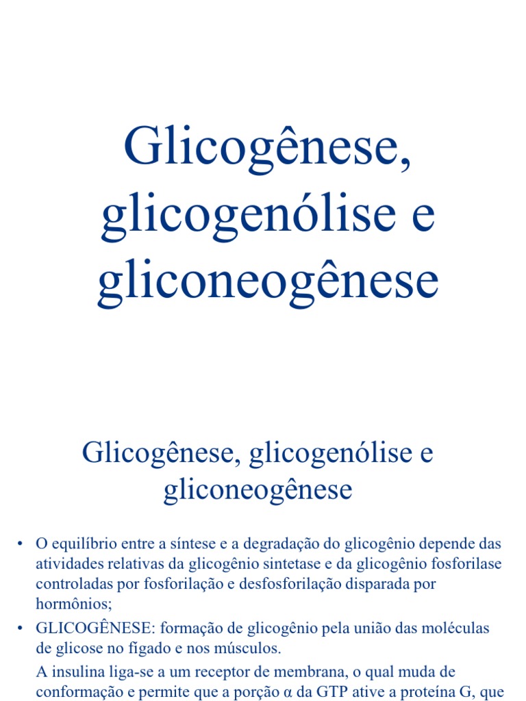 Glicogenolise Glicogenese e Gliconeogenese | PDF | Glicolise | Biologia ...