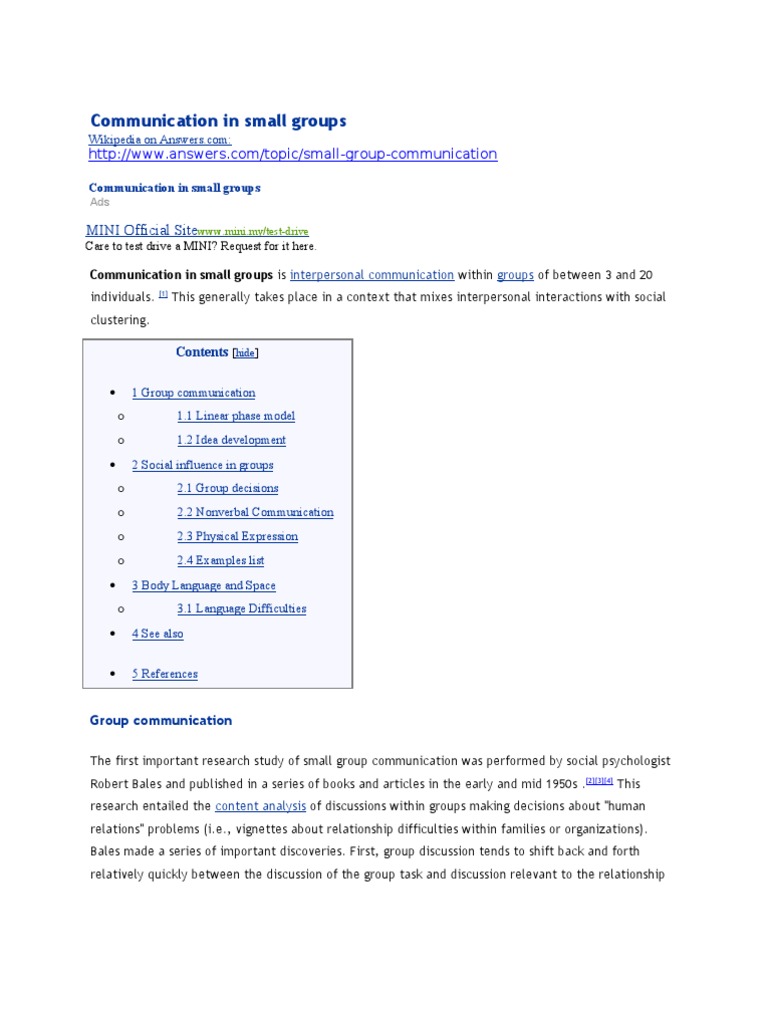 Communication in Small Groups | PDF | Nonverbal Communication | Social ...