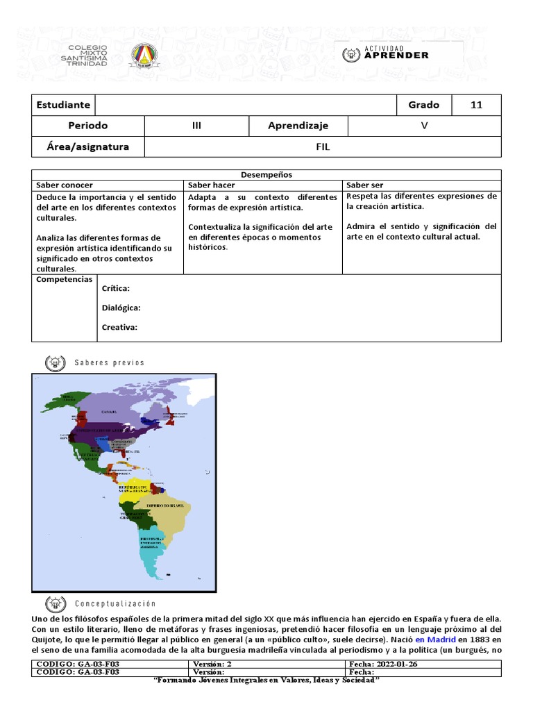 GA-03-F03 Aprendizaje - 11 - FIL - P3 - 5 | PDF | America latina | España