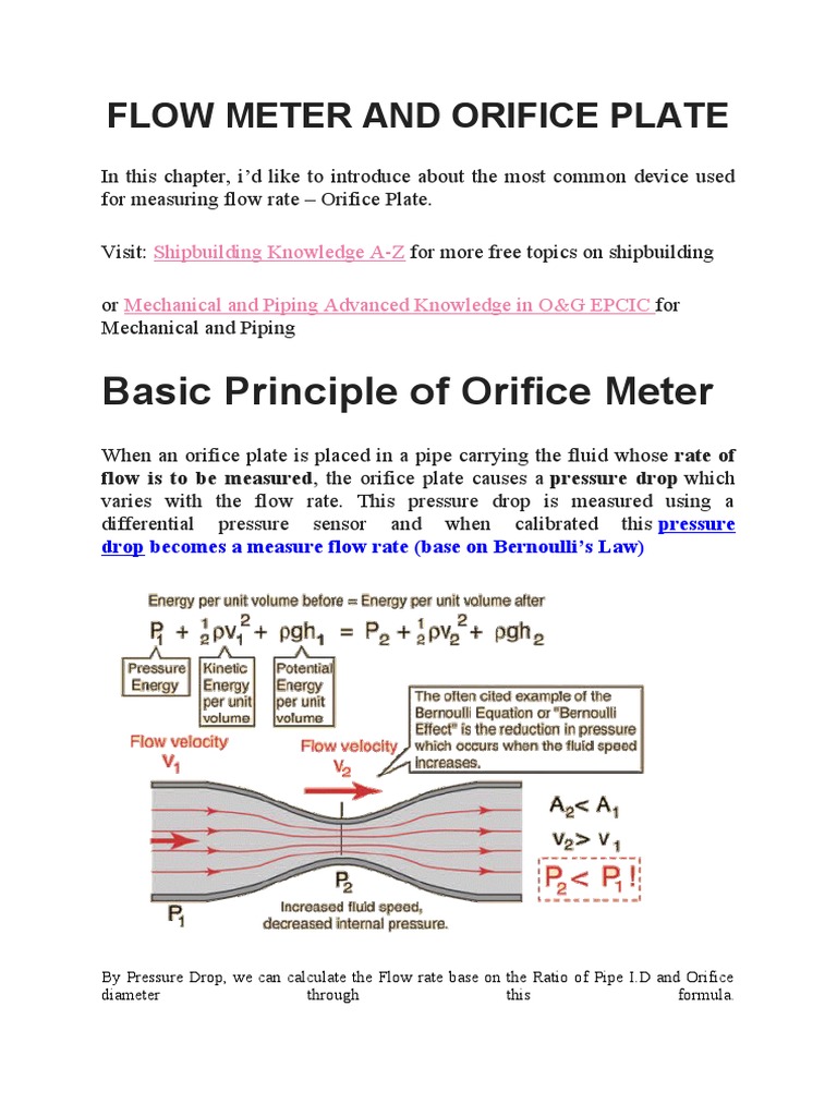 Flow Meter and Orifice Plate | PDF | Flow Measurement | Gas Technologies