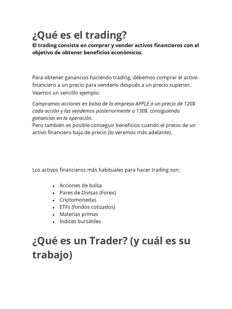 Qué Es El Trading | PDF | Comerciante (Finanzas) | Mercado de divisas