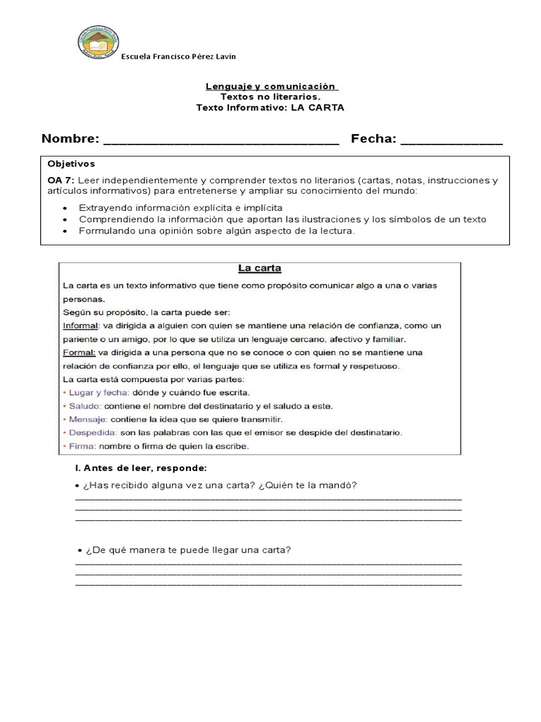 Guía 1 LA CARTA | PDF