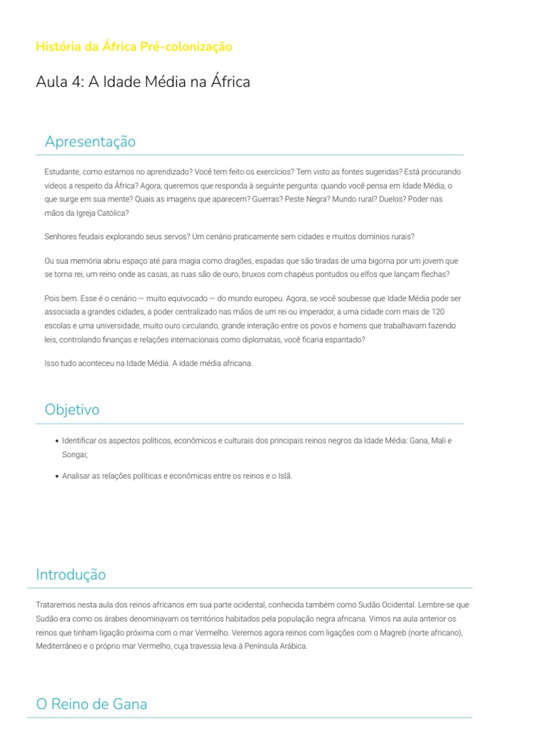 Aula 4 | PDF | África | Mali