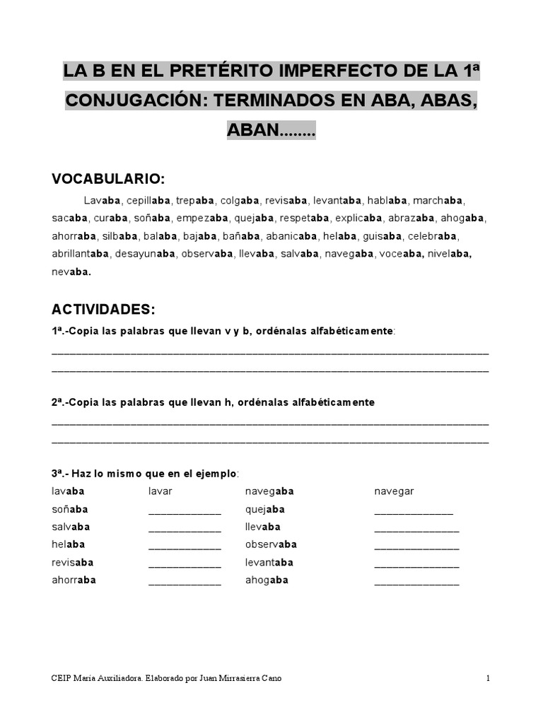 La B en El Preterito Imperfecto de La 1 | PDF | Lingüística