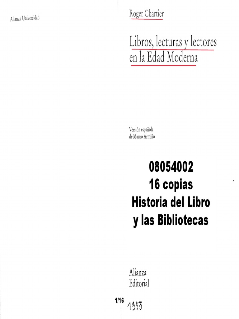 CHARTIER - Libros, Lecturas y Lectores en La Edad Media, Cap 1 | PDF | Libros | Imprenta