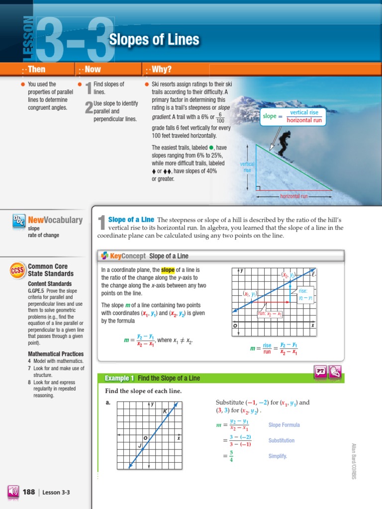 3.3 Slopes of Lines | PDF | Slope | Perpendicular