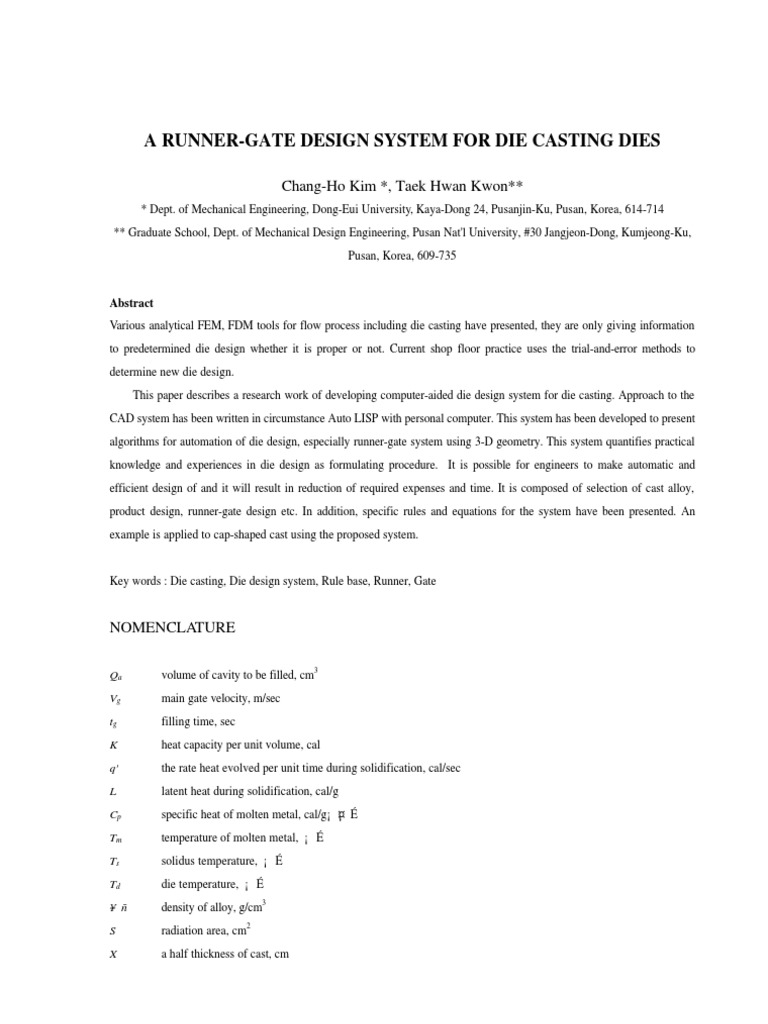 Runner-Gate Design for Die Casting | PDF | Casting (Metalworking ...